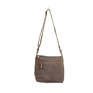 Myra Bag Washed-Out Upcycled Canvas & Cowhide Shoulder Bag S-1343