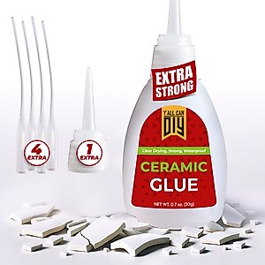 Y'allCanDiy Waterproof Ceramic Glue - Temperature Resistant Ceramic CA Glue Repair for Pottery, No Smell After Cure. Best Cyanoacrylate Based Adhesive for China and Porcelain