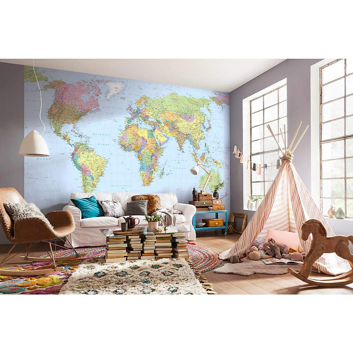 Komar XXL4-038 World Map Mural, Multicolor