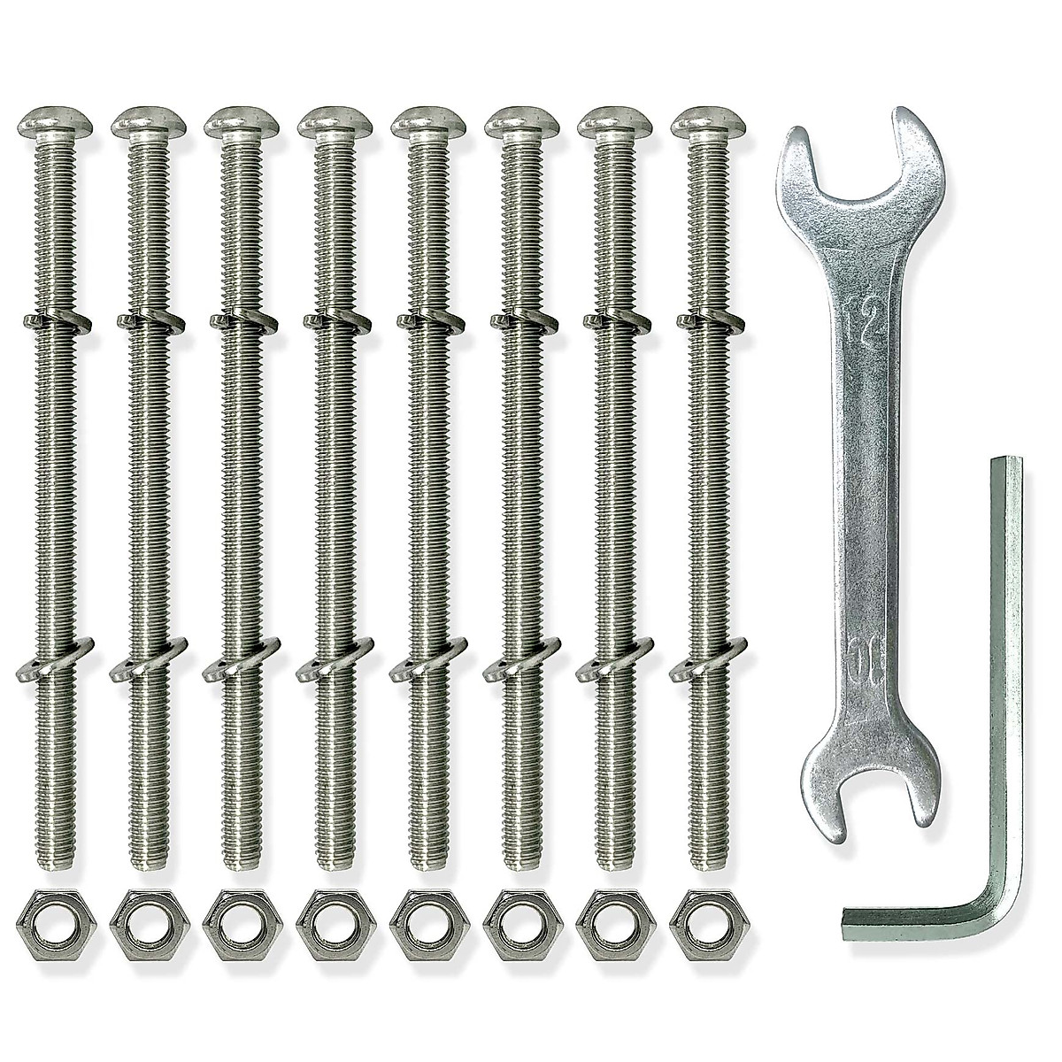 Fhome Universal Headboard or Footboard Hardware, 304 Stainless Steel Nuts and Bolts 4 inches, Bed Frame Bolts, Headboard Bolts, Bolts for Headboard to Frame, Footboard & Headboard Bolts and Nuts Kit