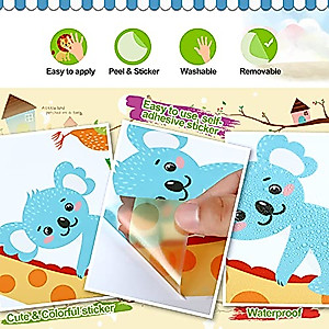 Wall Decals for Nursery Room Animal Tree Wall Stickers Baby Door Cartoon Decor Jungle Safari Giraffe Elephant DIY Children Murals Decoration Removable Wallpaper for Boy Girl Room Bedroom Wardrobe