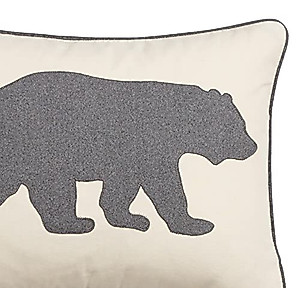 Eddie Bauer Home Throw Pillow with Zipper Closure, Perfect Home Decor for Bed or Sofa, 16" x 20", Bear Twill Grey