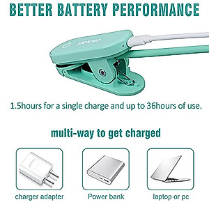 Visson Stepless Dimming Book Light,12 LED Reading Lights for Books in Bed,3 Color Temperature,Rechargeable Clip-on Light with Magnetic Function.Perfect for Bookworms,Kids