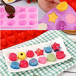 Chocolate Molds Candy Molds for Baking Sweet Treats,15 Cavity Flower Shape Non-Stick Silicone Baking Molds Ice Cubes for Wedding,Festival,Party and DIY Crafts, 6 Pack