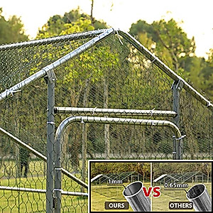 JOVNO Large Metal Chicken Coop Cage Walk-in Enclosure Poultry Hen Run House Playpen Exercise Pen Outdoor Yard Poultry Pet Hutch with Weather Proof Cover (29.5 x 9.9 x 6.57 FT)