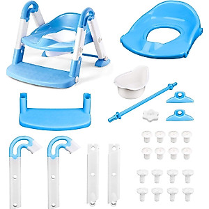 COLOR TREE Potty Training Seat with Anti-Slip Step Ladder, Toddler Toilet Seat Potty Training Toilet for Kids, Toddler Potty Seat for Toilet, Baby Toilet Potty Chair for Boys Girls,Blue