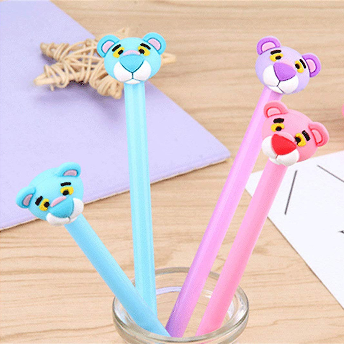 WIN-MARKET Fashion Cute Colorful Kawaii Lovely Colorful Animal Tiger Gel Ball Pens Office School Supply Stationery Pen(6PCS)
