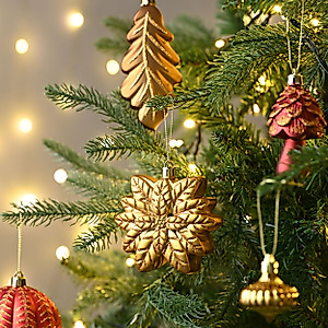 Valery Madelyn Christmas Tree Ornaments Set, 80ct Red and Brown Shatterproof Christmas Tree Decorations Bulk, Woodland Hanging Ball Ornaments for Xmas Trees Holiday Decor