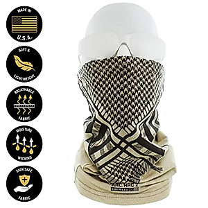 BENCHMARK FR Flame Resistant Face Mask Neck Gaiter - CAT2 (American Shemagh, Beige)