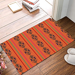 Doormat Kitchen Bathroom Rug Floor Door Mat, Mexico Theme Ethnic Style Geometric Lines Non Slid Indoor Outdoor Entrance Mat, Absorbent Washable Welcome Entry Way Accent Throw Runner Carpet, 18"x30"