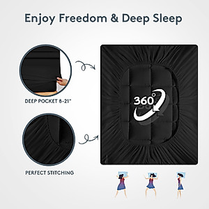 Queen Mattress Topper, Extra Thick Mattress Pad Cover, Cooling Mattress Topper Pillow Top with Down Alternative Fill with 8-21 Inch Deep Pocket Mattress Cover, 60 x 80 Inch,Black