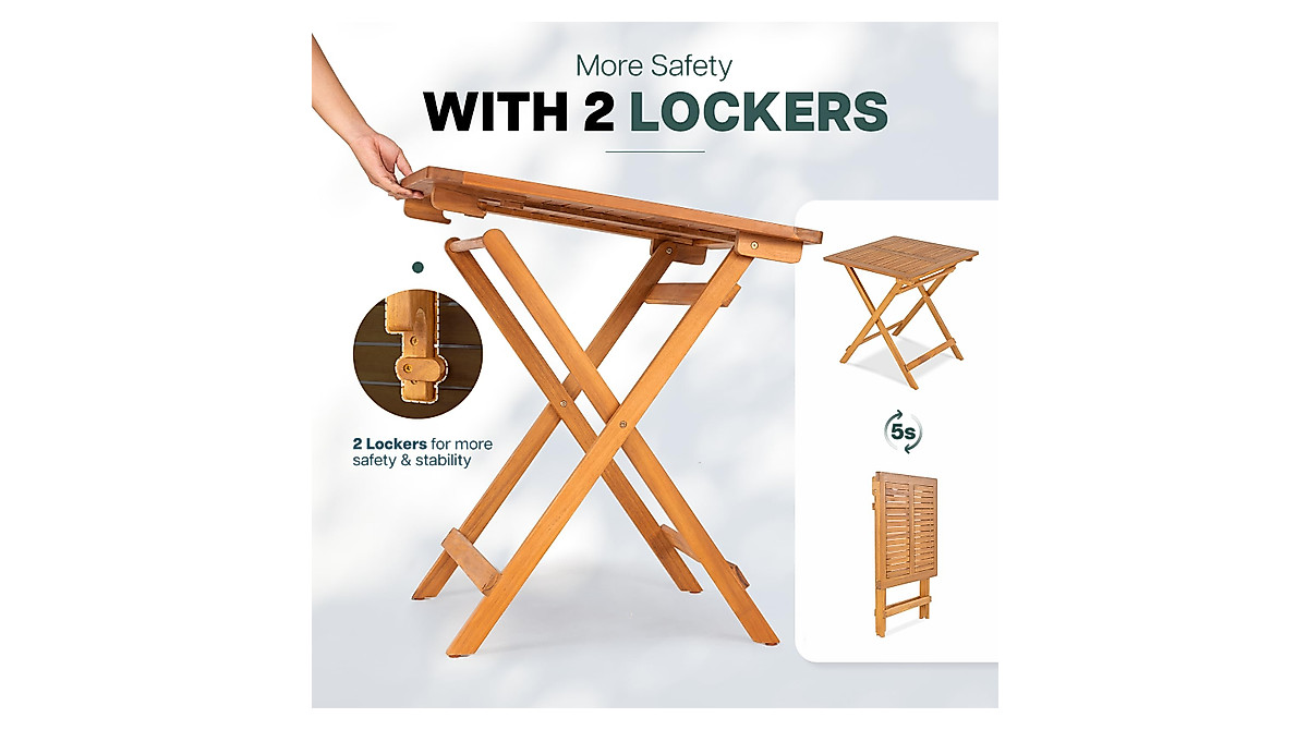 Idzo Heavy Duty Patio Bistro Set with Acacia Wood | Eco-Friendly ...