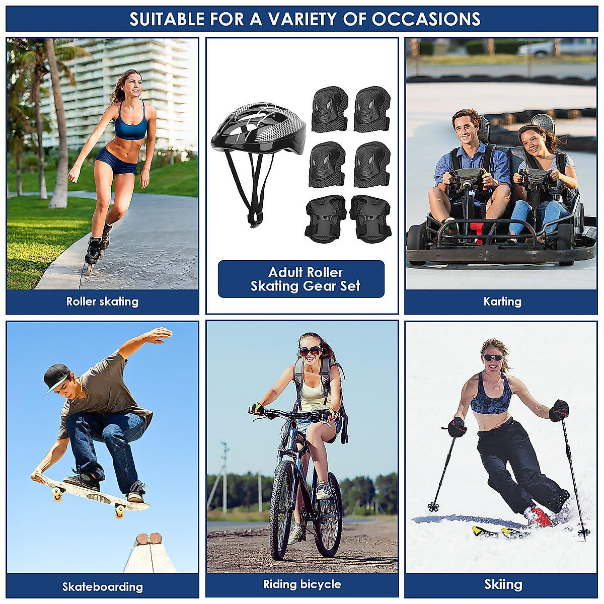 Ruiqas Adult Youth Protective Equipment 7pcs/Set Protective Protective Gear Set for Cycling Scooters Balance Bikes Twister Bikes Outdoor Sports