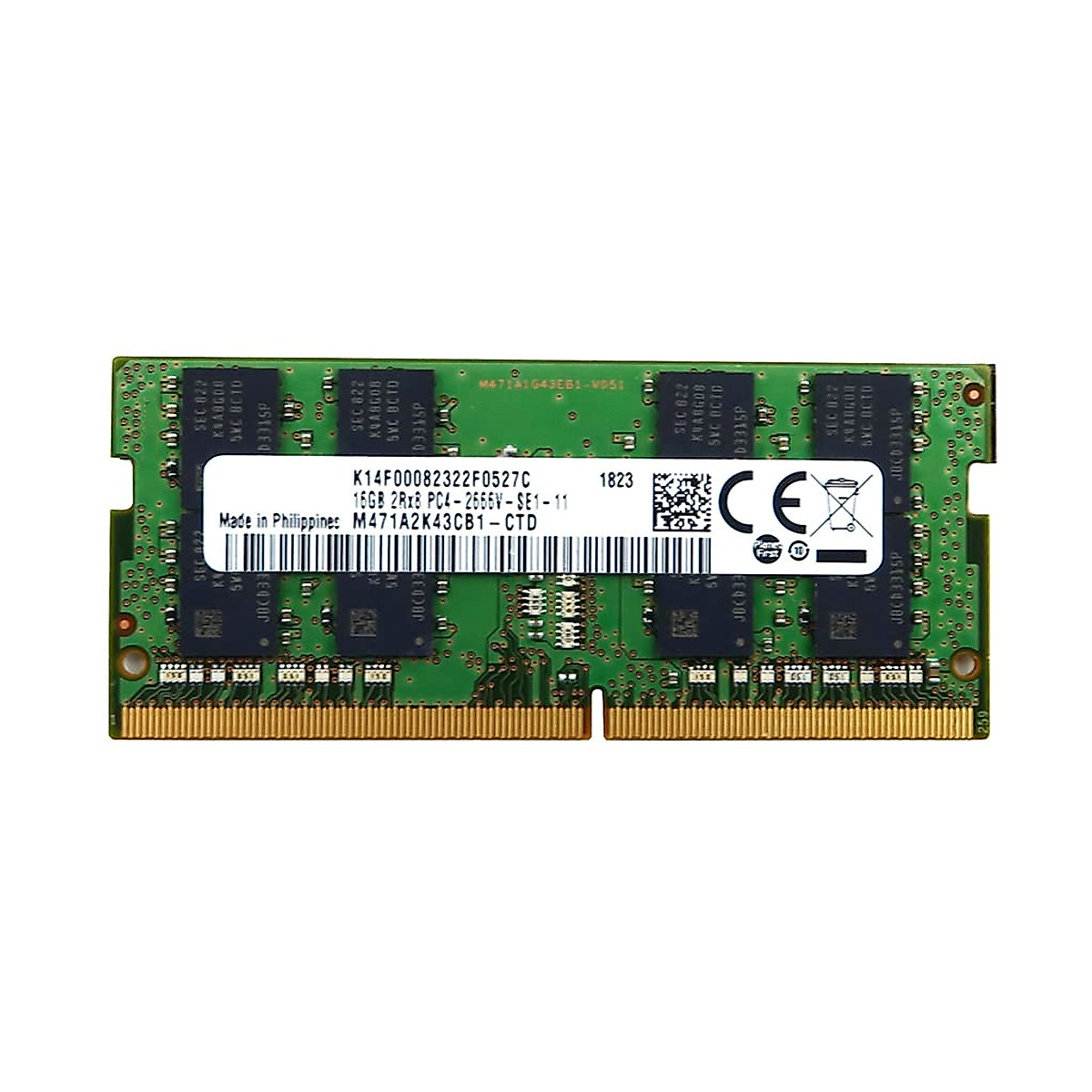 Laptop Memory Module M471A2K43CB1-CTD Compatible Replacement Spare Part for Samsung M471A2K43CB1 16GB 2Rx8 DDR4 SO-DIMM PC4-21300 2666MHz 260-Pin Non-ECC CL19 1.2V