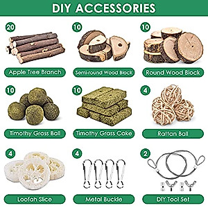 KATUMO Rabbit Chew Toys, DIY Hamster Chew Toys Bunny Teeth Care Molar Toys Ideal for Rabbit, Guinea Pig, Chinchilla, Hamster, Squirrel, Gerbils Etc Small Rodent Pets' Teeth Grinding