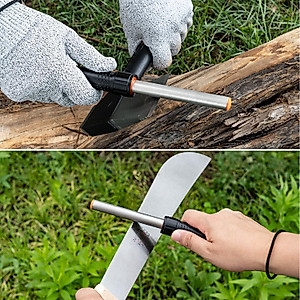 SHARPAL 178N 3-In-1 Blade Sharpener | 4-Inch 600 Grit Diamond Sharpening Rod | Sharpen All Knife and Tool with Straight Edge, Serration & Hooks | Pocket Knife Sharpener | Durable Aluminum Handle