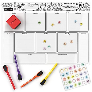 Arteza ARTZ-8639 Magnetic-Message-Boards, White (Weekly Calendar)