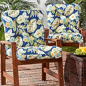 Greendale Home Fashions Outdoor Seat/Back Chair Cushion, 2 Count (Pack of 1), Magnolia Floral
