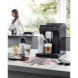 Coffee Mat for Counter, Pink and Black White Plaid Christmas Tree Absorbent Hide Stain Coffee Bar Mat, Non-slip Coffee Bar Accessories Kitchen Drying Mat Fit Under Coffee Maker Espresso Machine