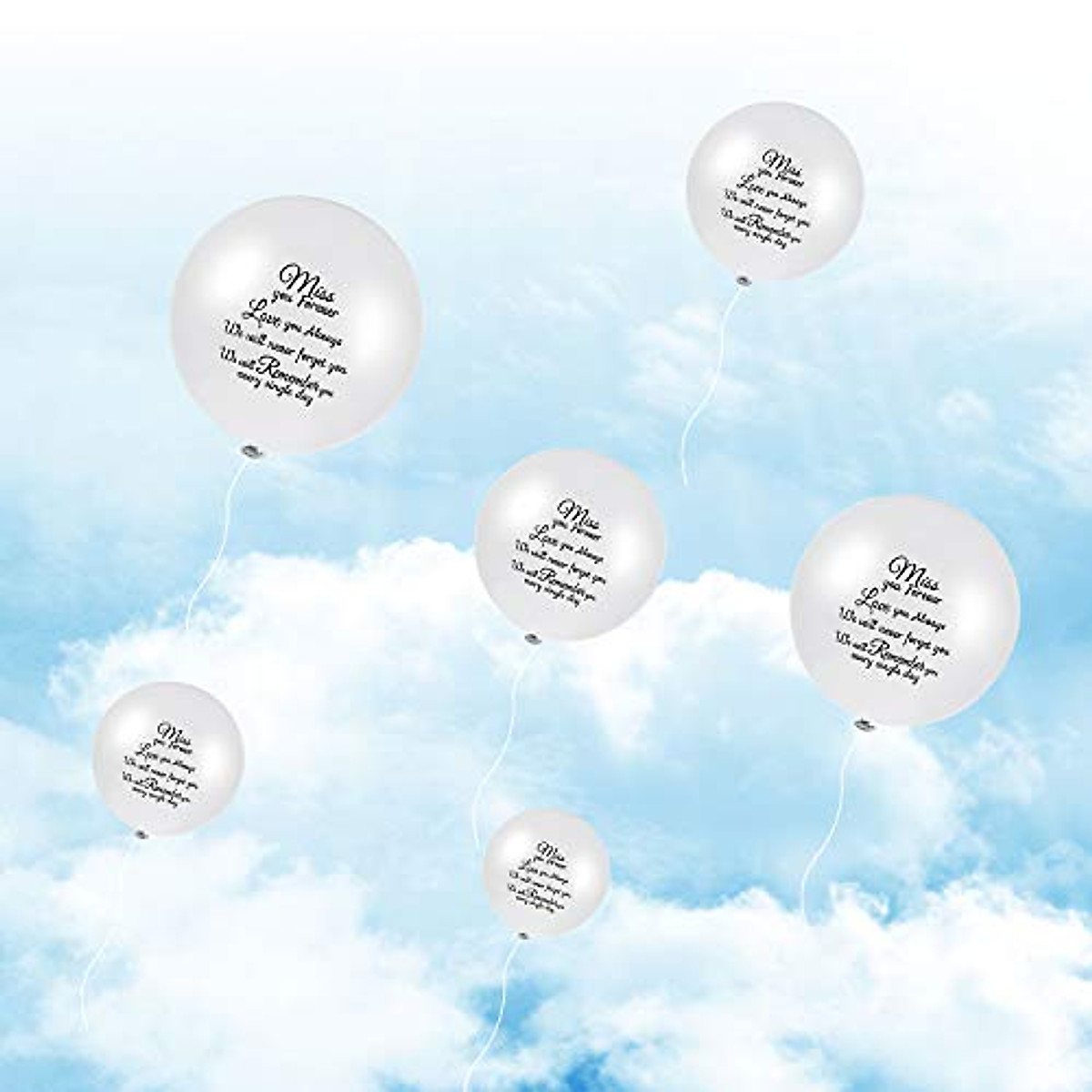 60 Pieces White Memorial Balloons Funeral Helium Remembrance Balloons Memorial Release Balloons for Condolence, Funeral, Anniversary, Memorial Services