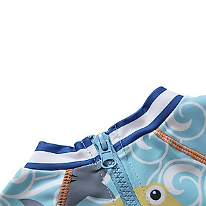 Baby Boys Swimsuit One Piece Toddlers Zipper Bathing Suit Swimwear with Hat Rash Guard Surfing Suit UPF 50+ (Shark, 3-6 Months)