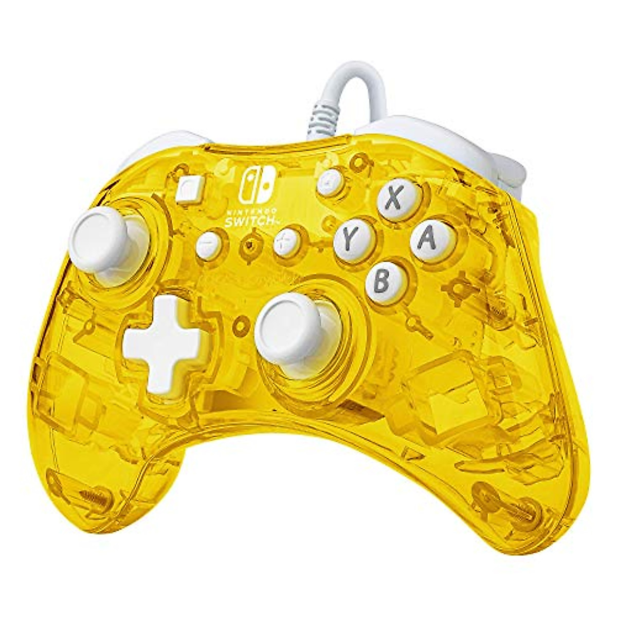 PDP Rock Candy Wired Gaming Switch Pro Controller - Pineapple Pop Yellow / Clear - Licensed by Nintendo - OLED Compatible - Compact, Durable Transparent Travel Controller - Holiday & Birthday Gifts