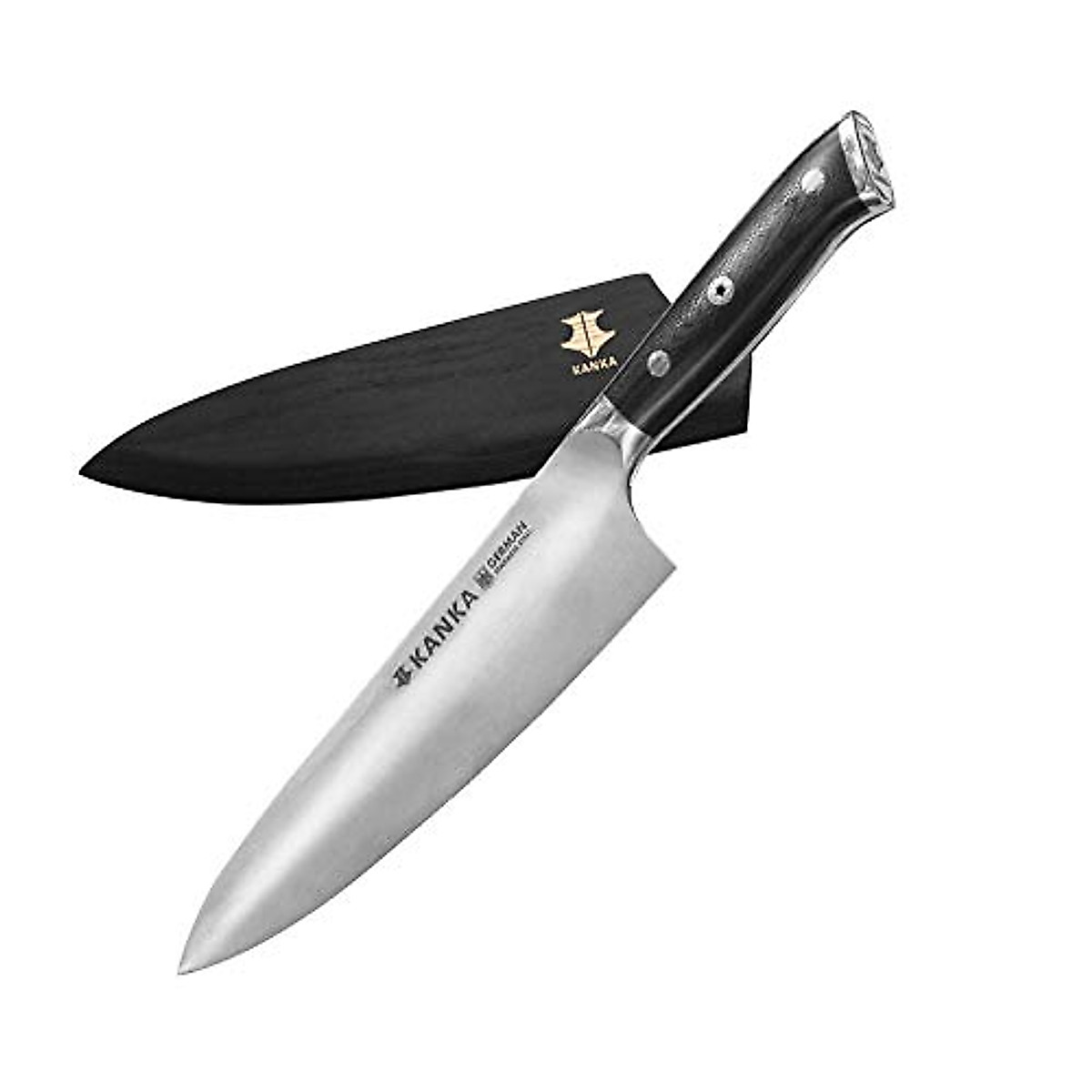 Professional 8" Chef Knife High Grade 1.4116 Stainless Steel. Ultra-premium G-10 fiberglass handle. Premium Wood Sheath INCLUDED!