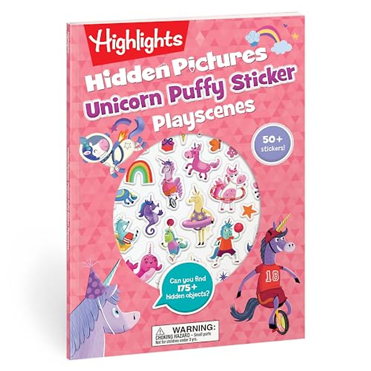 Unicorn Hidden Pictures Puffy Sticker Playscenes: Unicorn Sticker Activity Book, 50+ Reusable Stickers, Decorate Pictures and Solve Puzzles, Sticker Book for Kids (Highlights Puffy Sticker Playscenes)