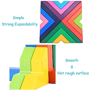 FANSUSENKE 12 Piece Building Blocks Toy Wooden Rainbow Stacking Nesting Building Game Geometry Creativity Nesting Educational Preschool Learning Toys for Kids 3D Puzzles