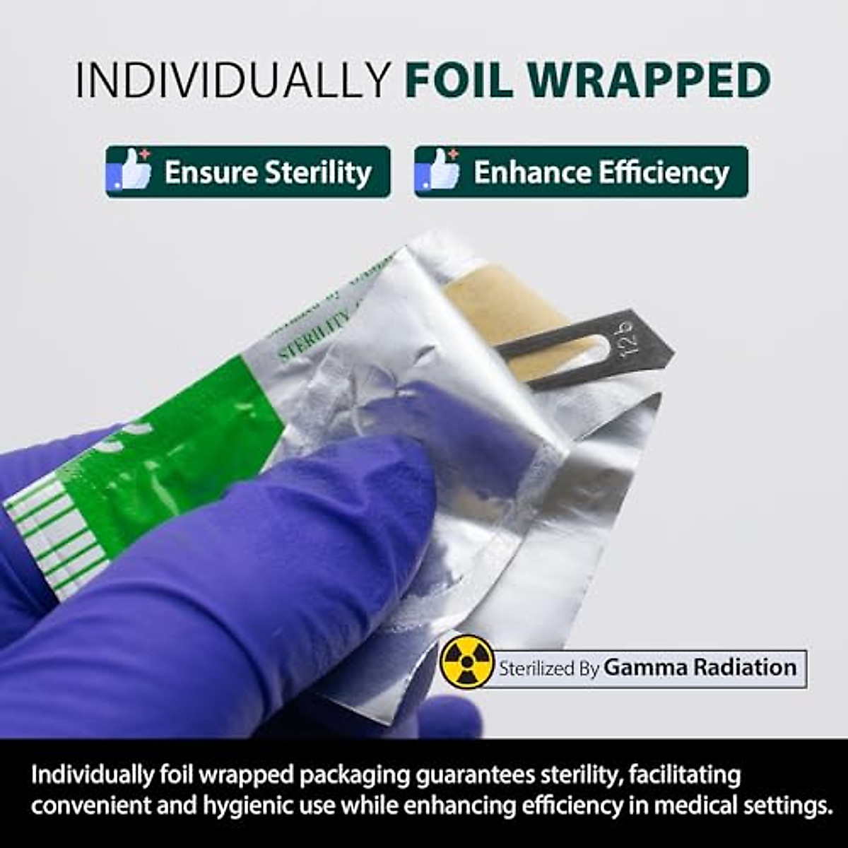 100PCs Dental Grade #12B Stainless Steel Sterile Surgical Blades by VASTMED | Individually Wrapped High Stainless Steel Dermablade Surgical Blade