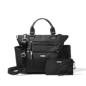 Baggallini 3-In-1 Convertible Backpack with RFID Phone Wristlet Black Zebra