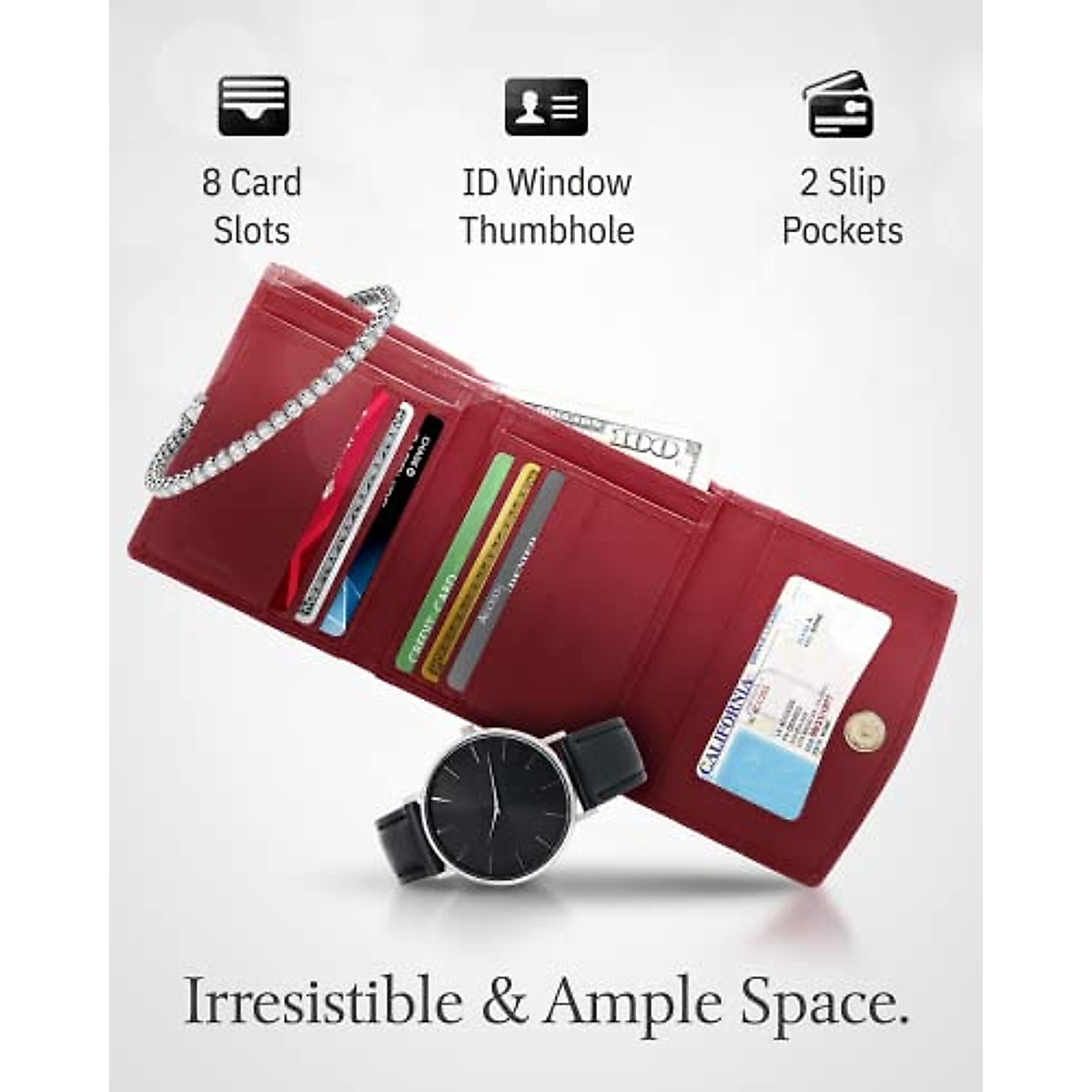 Access Denied REAL LEATHER Small Wallets For Women - Compact Ladies Credit Card Holder With Coin Purse RFID Holiday Gifts For Her