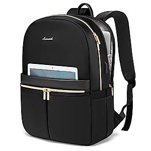 LOVEVOOK Travel Laptop Backpack Women, 17 Inch Anti-Theft Water Resistant Computer Back Pack, College Work Teacher Nurse bag with USB Charging Port, Large Capacity, Black