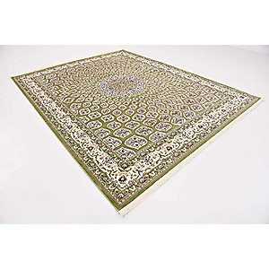 Unique Loom Narenj Collection Classic Traditional Textured Medallion Pattern Design Area Rug, 8' x 10' Rectangle, Green/Blue