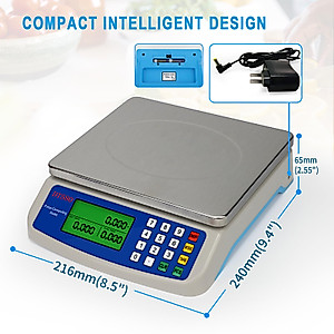RUJIXU Large Digital Kitchen Scale 30KG Commercial Food Scale 66LB for Baking Bread Meat Stainless Steel Price Computing Scale LCD Display,Prep Counting Scale for Parts and Coins Adapter Included
