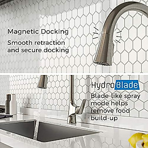 Pfister Norden Kitchen Faucet with Pull Down Sprayer, Single Handle, High Arc, Stainless Steel Finish, GT529NRS