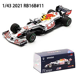 HNW 1:43 Racing F1 2021 RB16B NO.#33 Max Verstappen or NO.#11 Sergio Perez Die-Cast Vehicles Collectible Racing Model Car (RB16B 11# White W/Helmet)