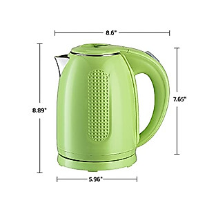 Ovente Portable Electric Kettle Stainless Steel Instant Hot Water Boiler Heater 1.7 Liter 1100W Double Wall Insulated Fast Boiling with Automatic Shut Off for Coffee Tea & Cold Drinks, Green KD64G