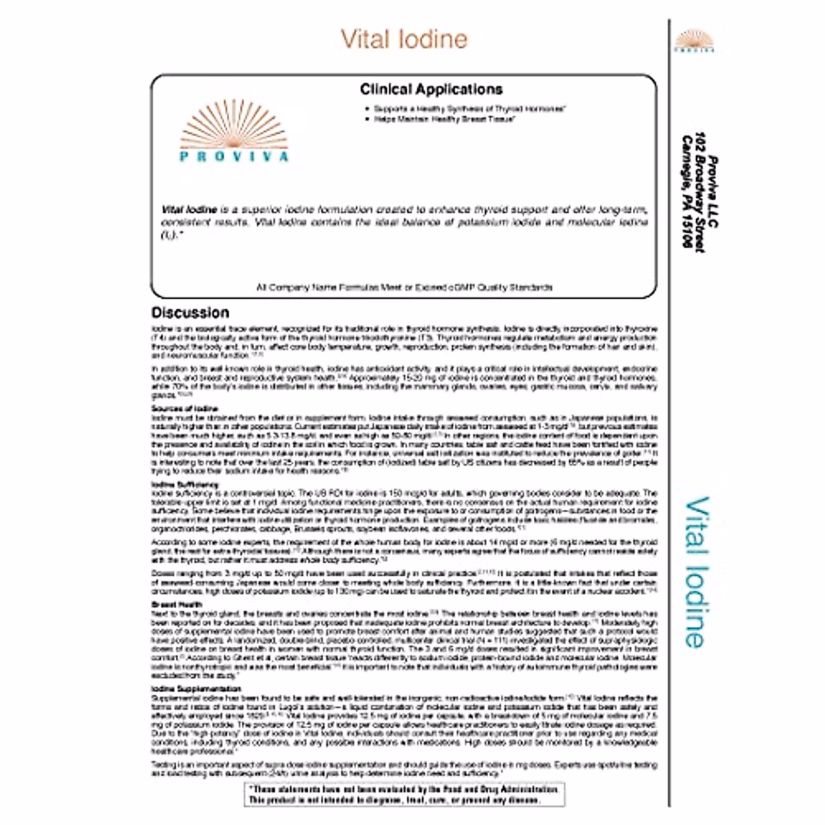 Vital Iodine - High Dose Iodine Formulation for Thyroid Function and Breast Health - 90 Servings