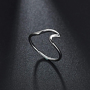BYONDEVER 925 Sterling Silver Sea Wave Design Rings Ocean for Women Men(Size:10)