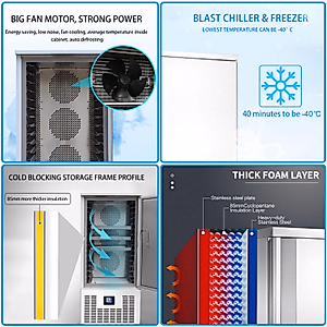 Kolice Commercial 5 Trays Blast Chiller & Freezer, Chest Freezer, Blast Freezer, Flash Freezers, Dumpling Freezer, Batch Freezer for Restaurant Bakery School Hard ice Cream, Chicken, Fish, Dessert etc