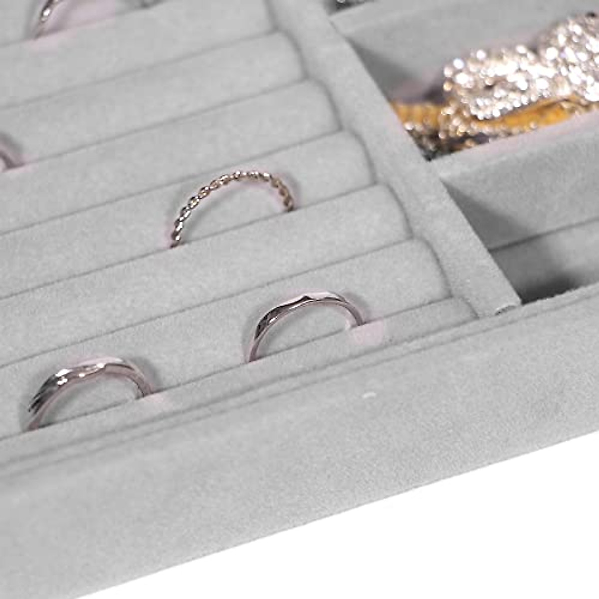 DIOMMELL Set of 9 Stackable Velvet Jewelry Trays Organizer, Jewelry Storage Box Display Trays Showcase Holder Closet Dresser Drawer Organizer for Earring Necklace Bracelet Ring Accessary