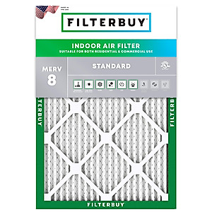 Filterbuy 20x25x4 Air Filter MERV 8 Dust Defense (1-Pack), Pleated HVAC AC Furnace Air Filters Replacement (Actual Size: 19.50 x 24.50 x 3.63 Inches)