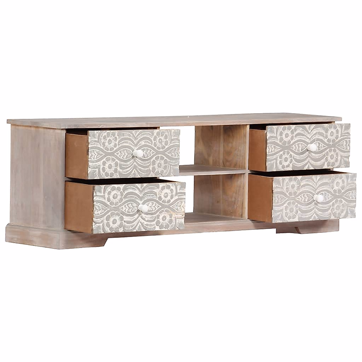 vidaXL TV Stand, TV Unit for Living Room Bedroom, Sideboard with Drawer, TV Console Media Unit Cupboard Entertainment Center, Solid Acacia Wood