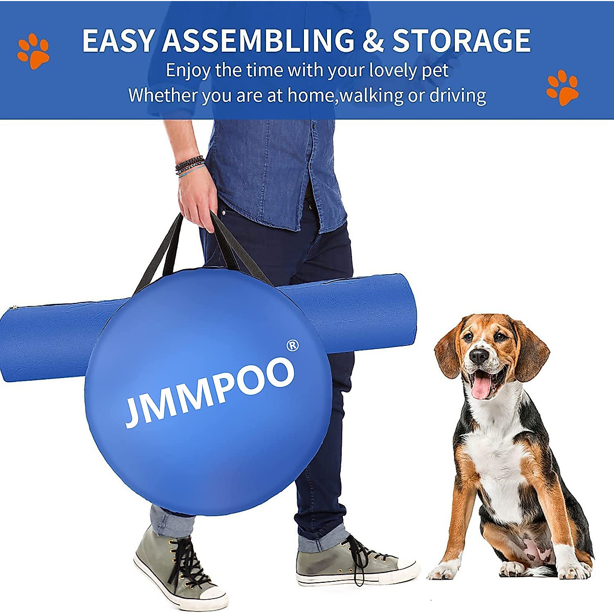 JMMPOO Dog Agility Training Equipment, 60-Piece Dog Obstacle Course Training Starter Kit Pet Outdoor Game with Tunnel, Agility Hurdle, Weave Poles, Jump Ring, Pause Box, Toy Balls and Storage Bag