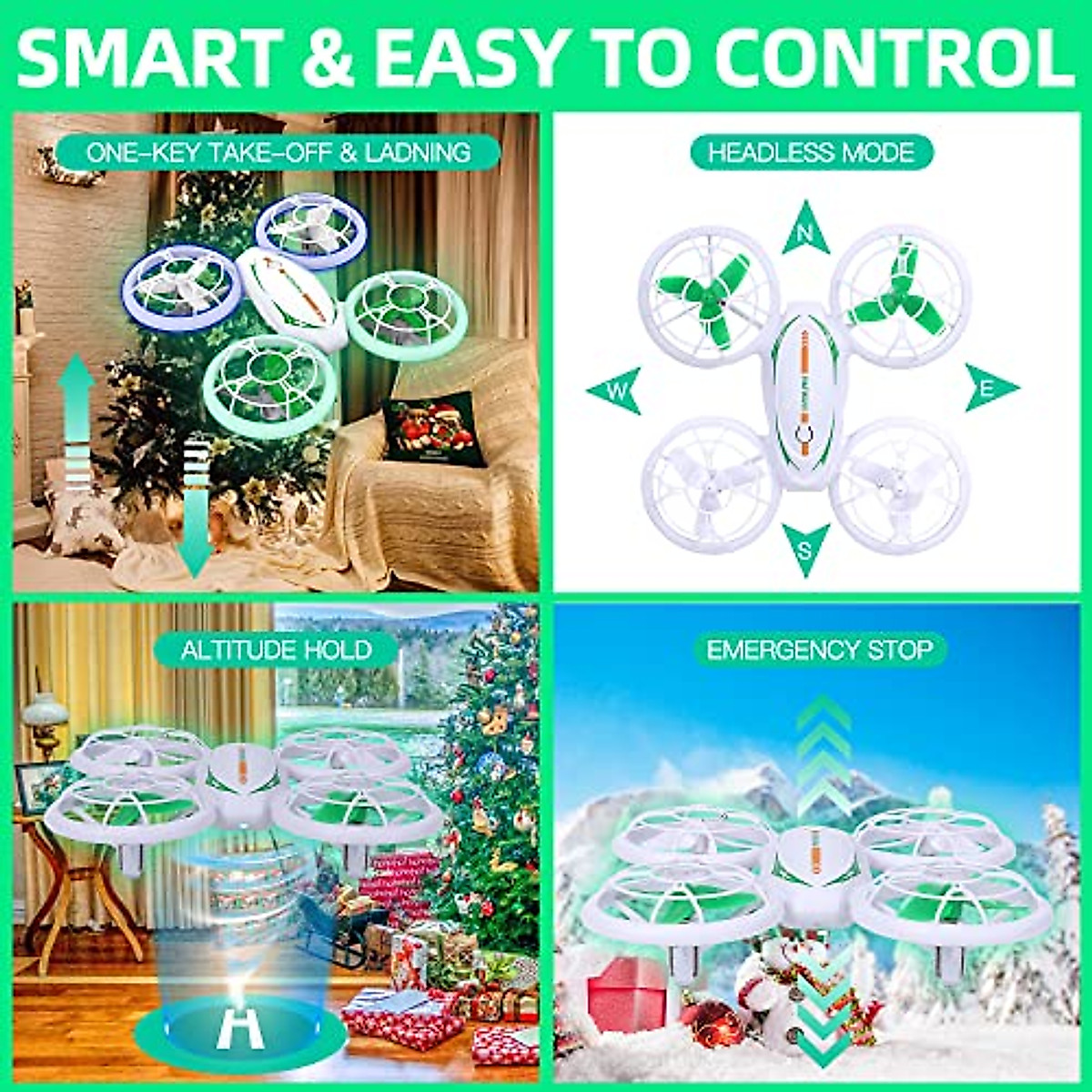 PATIKUIN Drones for Kids RC Mini Drone with LED Lights for over 8 years old Boys and Girls Beginners, RC Helicopter Quadcopter with Five Cool Light Effects, Auto Hovering, 3D Flip, Remote Control Headless Mode, Circumflight and Emergency Paddle Stop