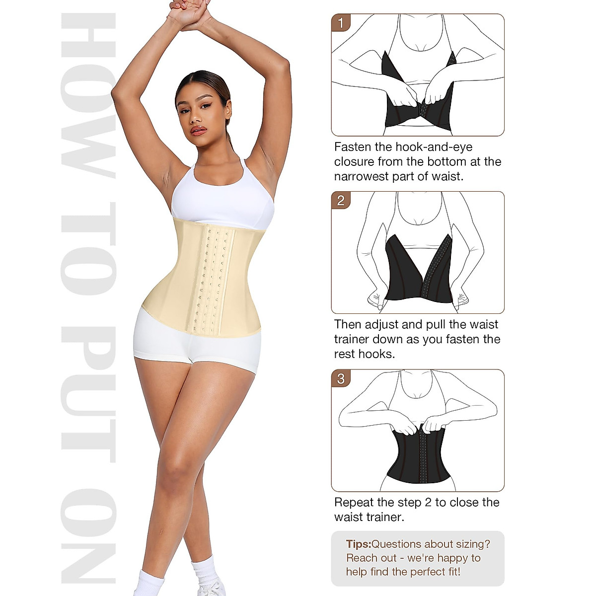 Lover-Beauty Waist Trainer for Women Latex Corsets Waist Cincher Workout Girdle Hourglass Body Shaper (3X-Large, Beige)