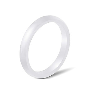 Uloveido Polished White 3mm Wide Ceramic Band Rings for Men Women Engagement Wedding Rings Size 7 Y551