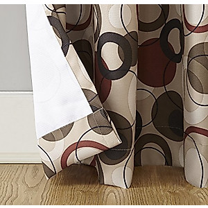 No. 918 Celestial Celestial Print Semi-Sheer Grommet Curtain Panel, 48" x 84", Paprika