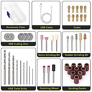 Yougfin Mini Cordless Rotary Tool, 3-Speed and USB Charging Rotary Tool Kit with 44 Accessories, Multi-Purpose 3.6V Power Rotary Tool for Sanding, Polishing, Drilling, Etching, Engraving, DIY Crafts